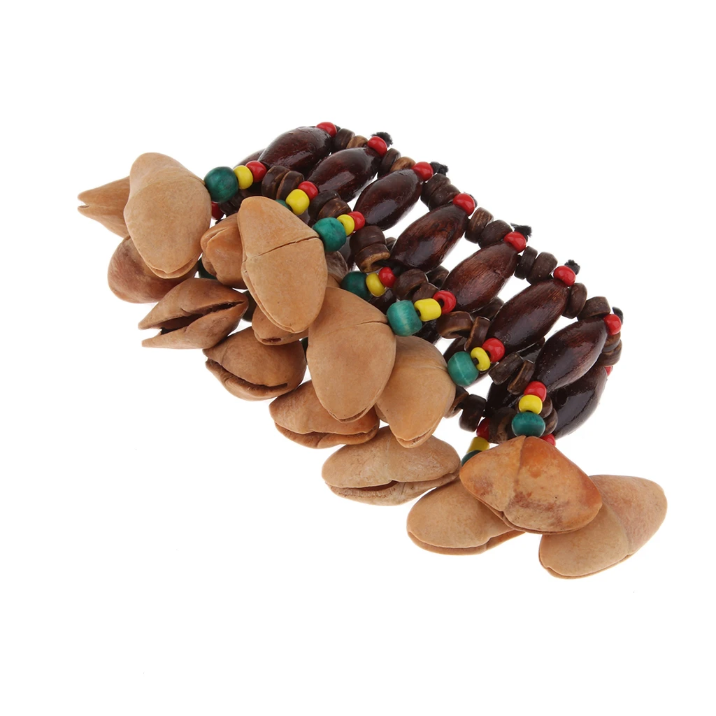African Tribal Style Nuts Handbell Drum Hand Chain Bracelet Nut Shell ...