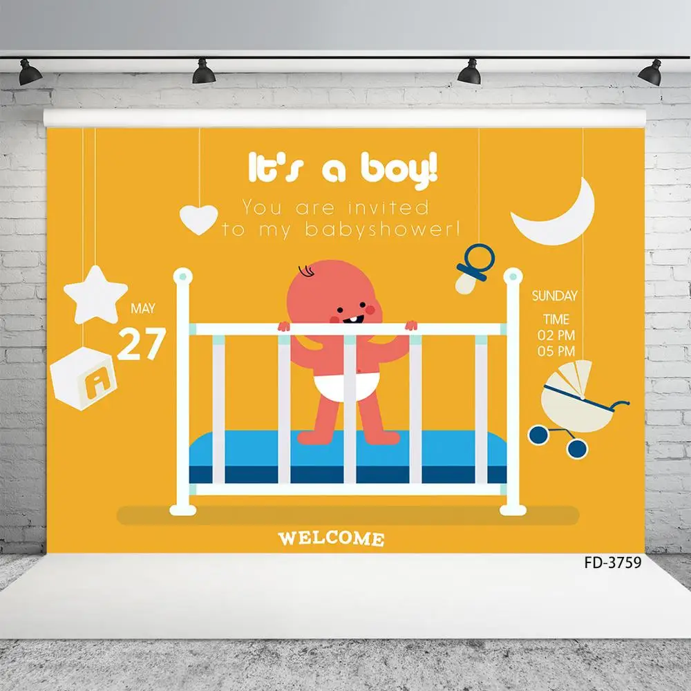 Cartoon Baby Bed Birthday Party Background Decoration Baby Shower Child ...