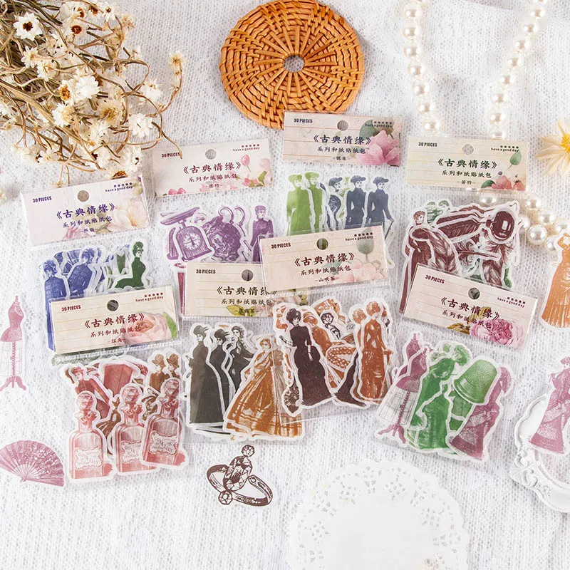 1-Lot-24-Packs-Vintage-Classical-Love-Diary-Material-Paper-Sticker-Junk ...