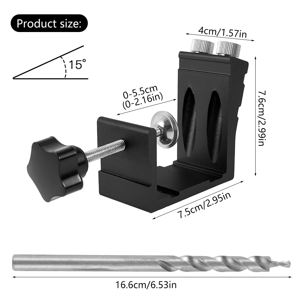 Foret-meche,Perceuse de trou de poche,Kit de gabarit de perçage d'angle ...