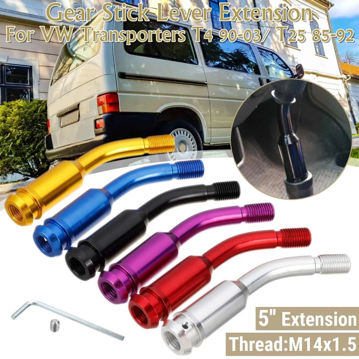 Car-Aluminum-Gear-Shifter-Stick-Lever-5-Inch-Bend-Extension-Shift-Knob ...