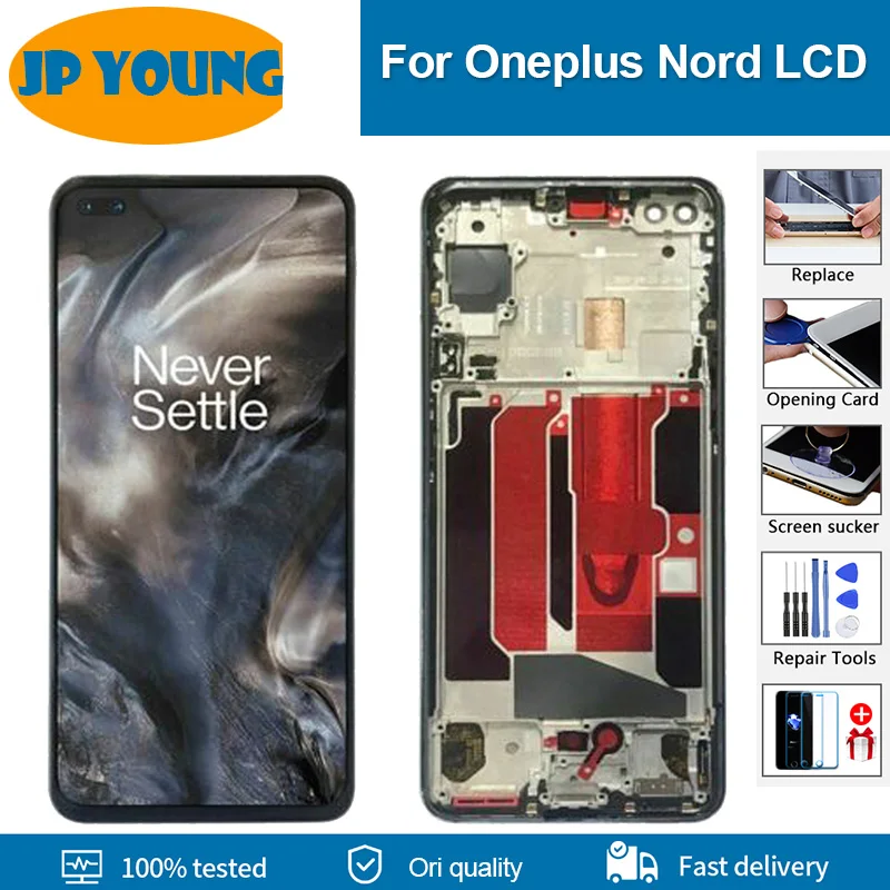 6.44'' Original For Oneplus Nord Ac2001 Ac2003 Lcd Display+touch Digitizer Frame Full ...