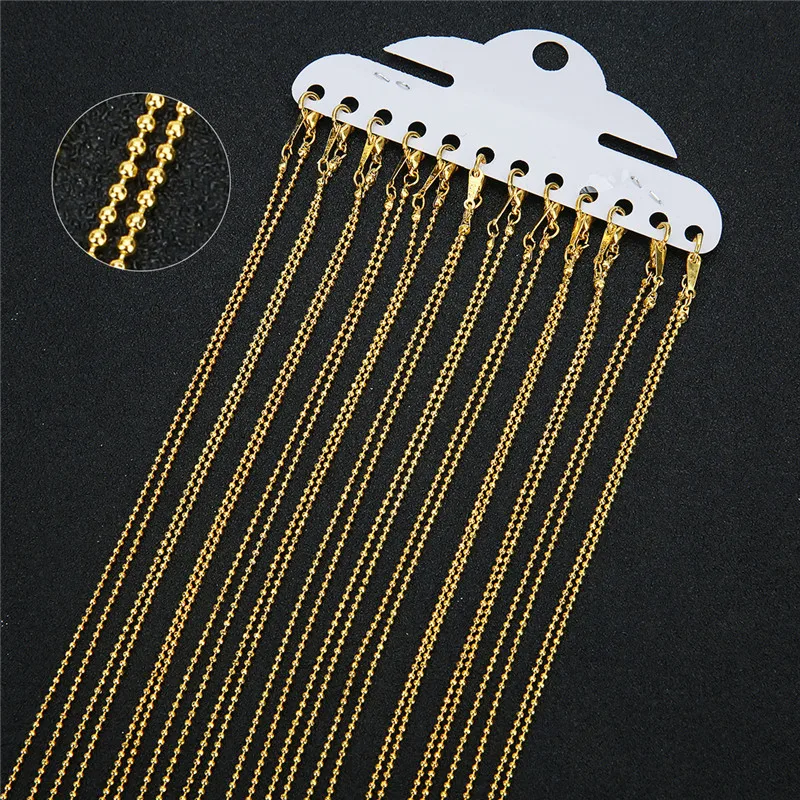 12pcs-lot-1-2mm-Ball-Chains-With-Clasps-Copper-Gold-Silver-Color-Ball ...