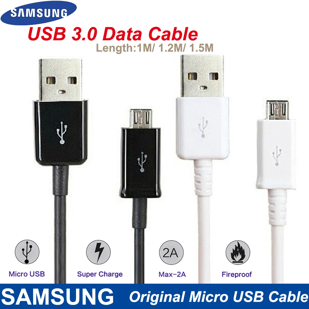 Samsung USB Fast Charger สาย AFC สายชาร์จ Micro USB Data Cable 1M/1.2M/1.5M สำหรับ Galaxy S4 S6 ...