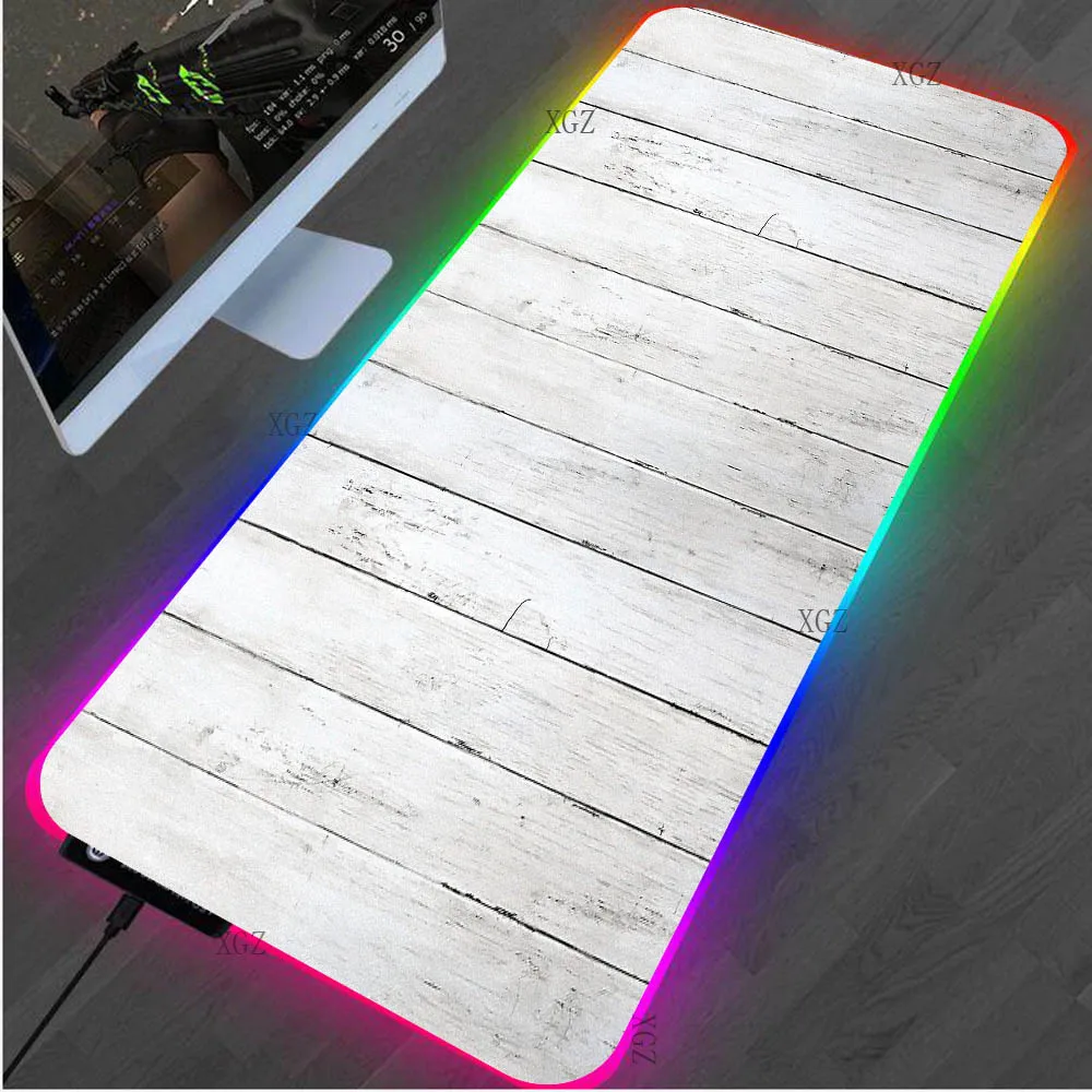 XGZ Gaming Mouse Pad Rgb Gaming White Wooden Gamer Keyboard Carpet Mat ...