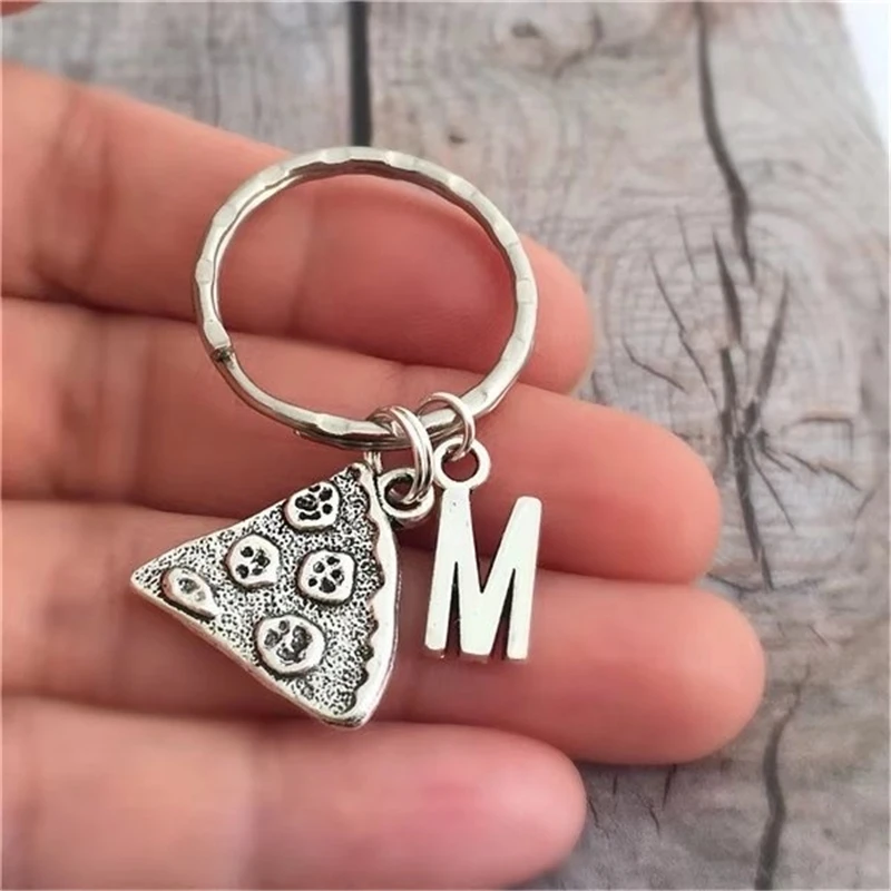 Handmade Pizza Keychain Pizza Slice Keychain Keyring Name Initial ...