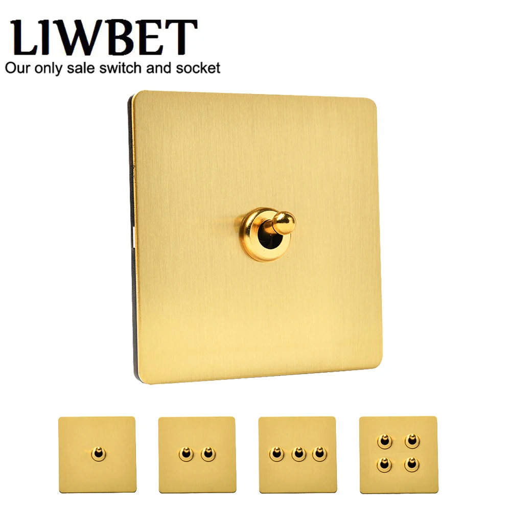 LIWBET Gold Color 1 Gang / 2 Gang / 3 Gang / 4 Gang 2 Way Wall Switch ...