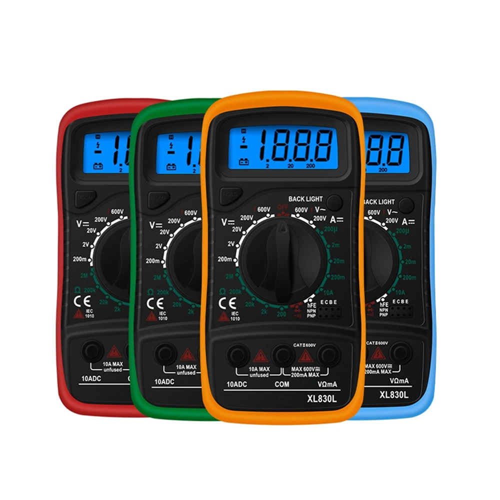 XL830L Handheld Digital Multimeter LCD Backlight Portable AC/DC Ammeter ...