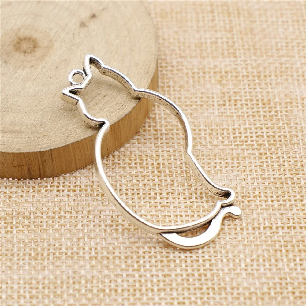 WYSIWYG 3pcs 53x27mm Charm Hollow Cat 3 Colors Hollow Cat Charms Hollow ...