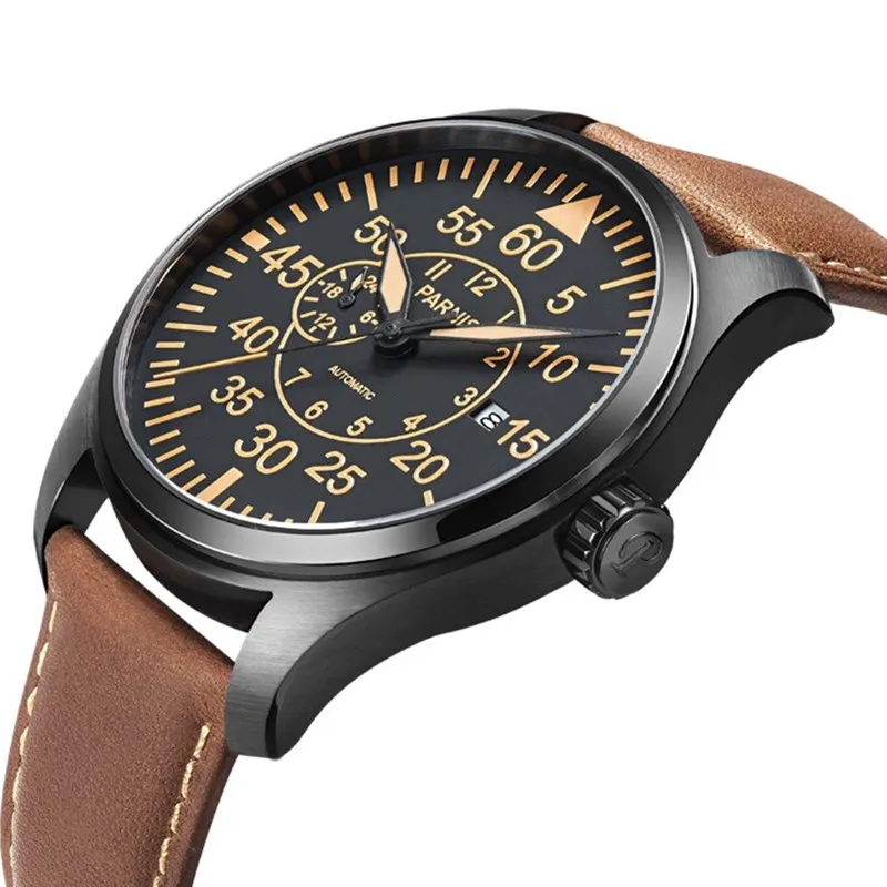 Parnis Chinese Air Force Men's Pilot Chronograph Mechanical Watch Super ...