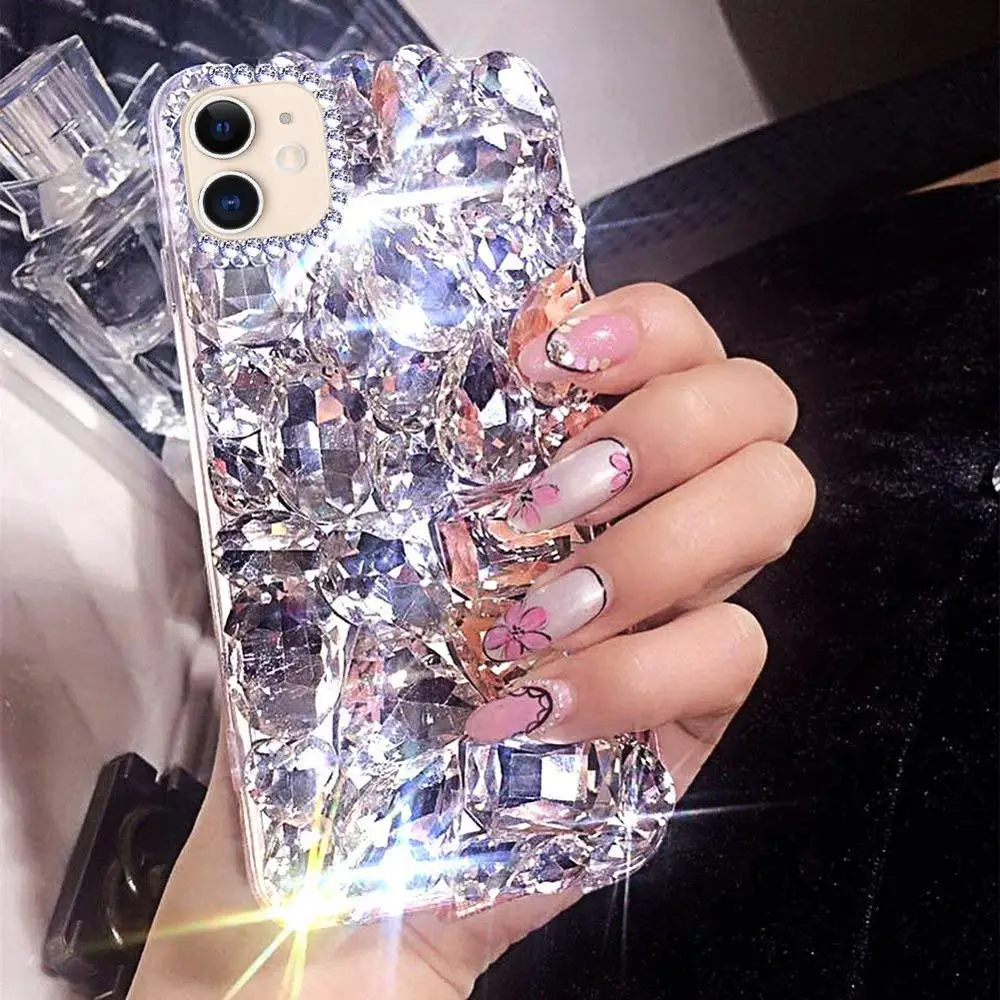 Luxury-3D-Full-Diamond-Phone-Case-Sparkle-Rhinestones-Handmade-Back ...