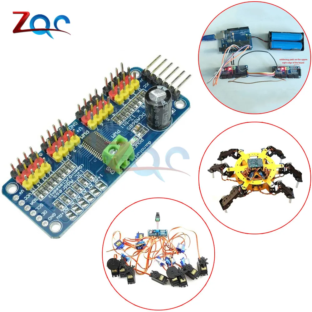 Pca9685 16 채널 12bit Pwm 서보 모터 드라이버 보드 컨트롤러 Iic 인터페이스 Arduino Raspberry Pi Zerozero Wzero