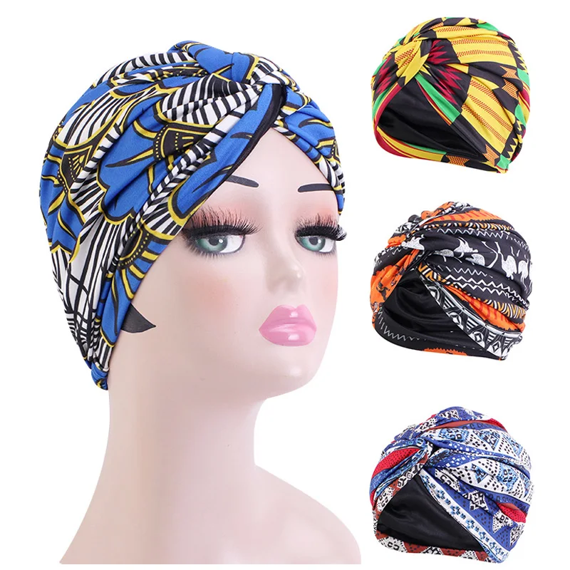 African-Pattern-Muslim-Women-Hijab-Satin-Linned-Twist-Double-Layer ...