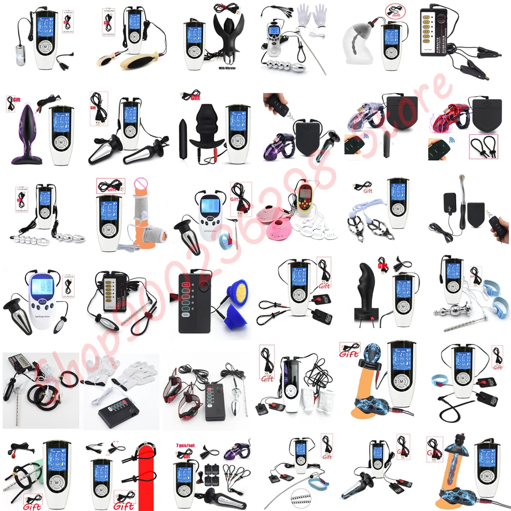 Electroshock Masturbation Kit Penis Plug Cock Ring Massage Pad Nipple ...