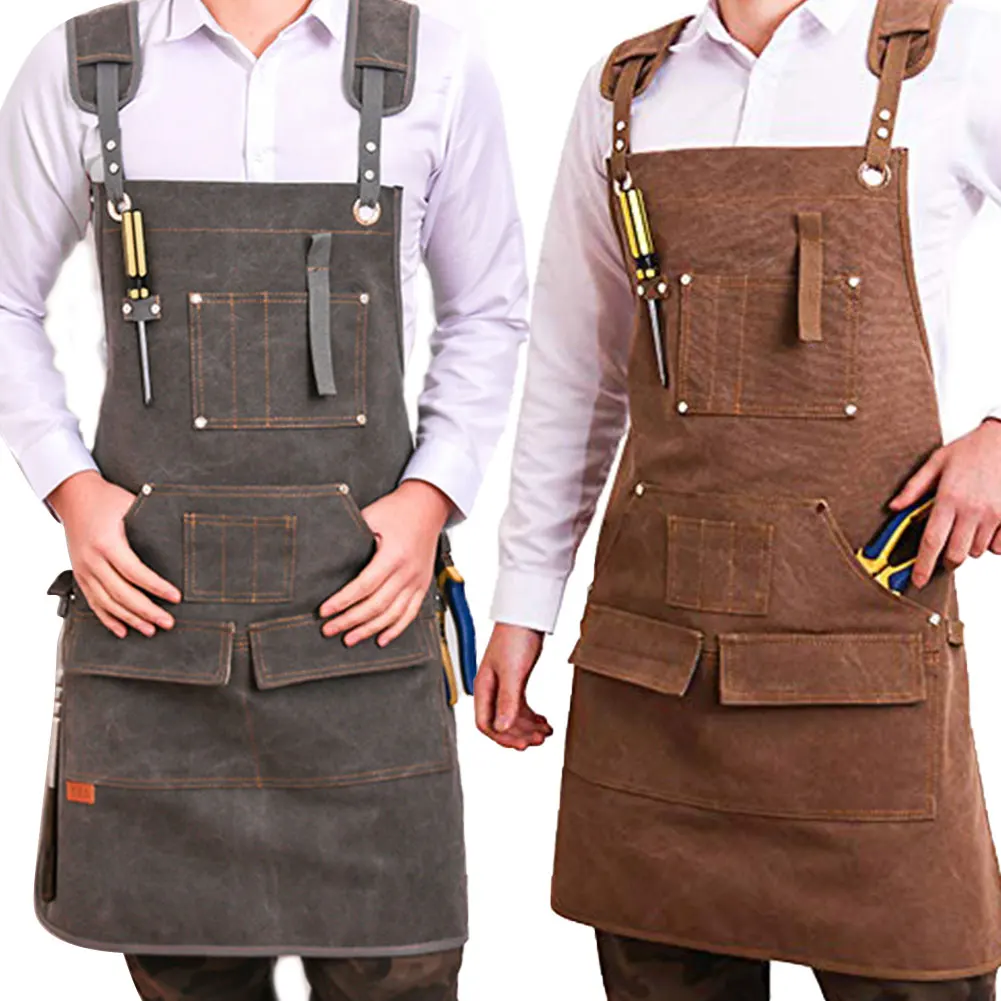 Adjustable Tool Apron Men Women Canvas Apron Heavy Duty Utility Apron ...