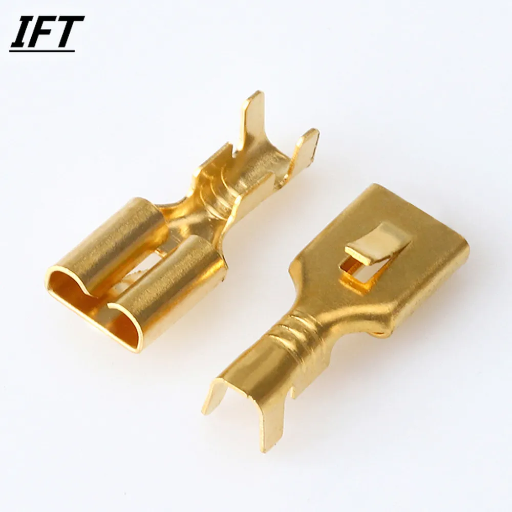 100pcs 6.3 Flat plate barbed plug spring Connector DJ623-E6.3B car ...