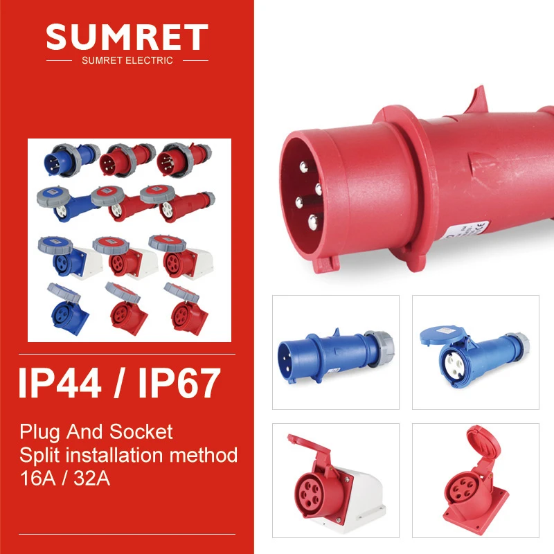 IP67 Tahan Air Industri Colokan Listrik dan Soket Explosion Proof IP44 ...