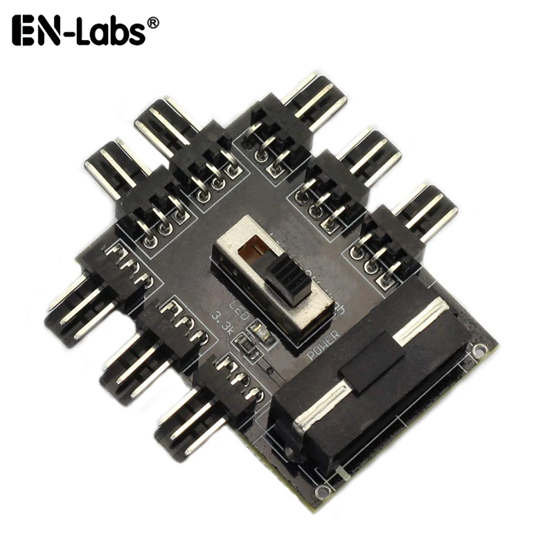 Molex 4pin Ide Or Sata To 8 Channel 3 Pin 12v Case Fan Hub Splitter Pcb ...