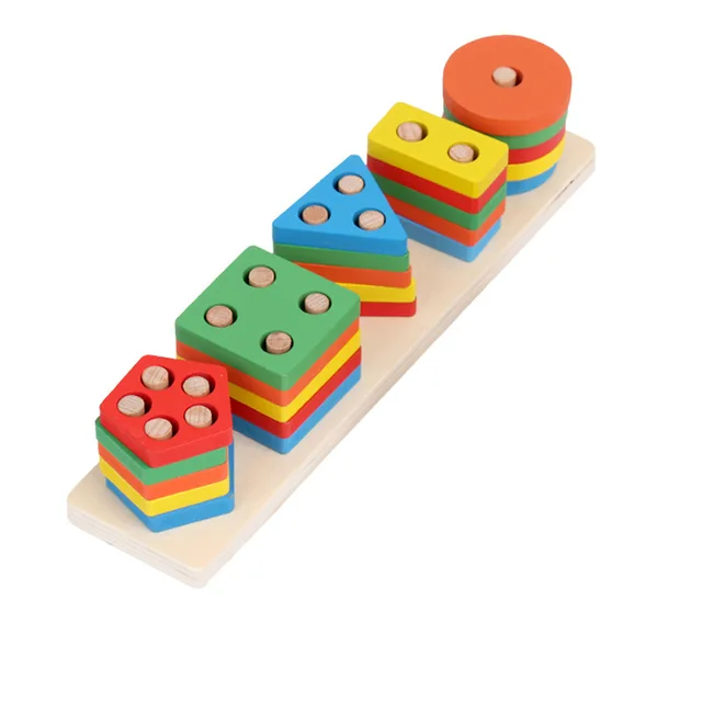 Baby Wooden Educational Toys Five-layer Set of Columns Children Toy ...
