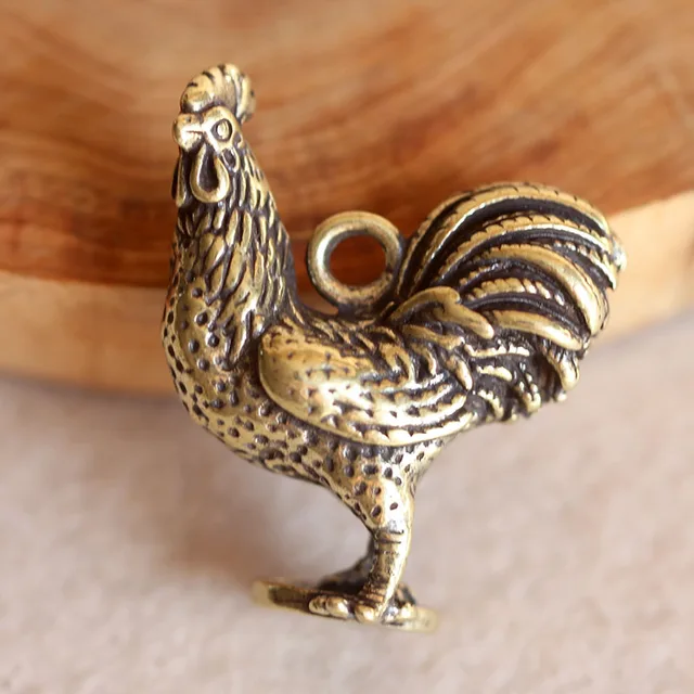 Handmade Brass Rooster Keychains Copper Chinese Zodiac Chicken Bag ...