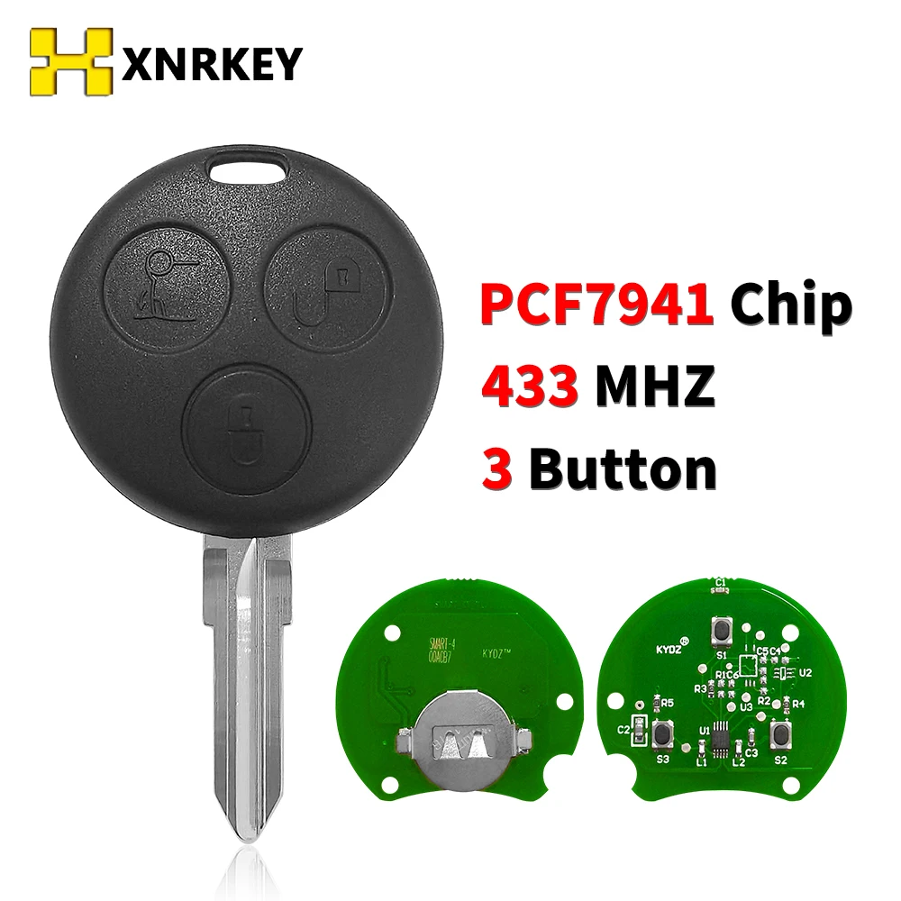 XNRKEY 3 Button Car Remote Control Key for Mercedes Benz Smart Fortwo ...