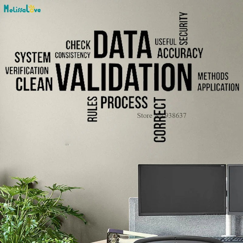 Validation Words Decal Company Office Wall Art Sticker Decor Data Clean ...