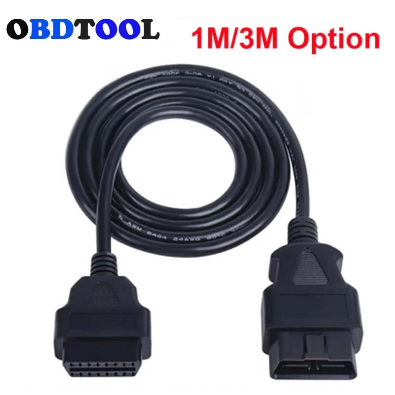 1m 3m Obd2 Diagnostic Extension Cable 16 Pin Male To 16pin Female Obd Connector For 12v 24v ...