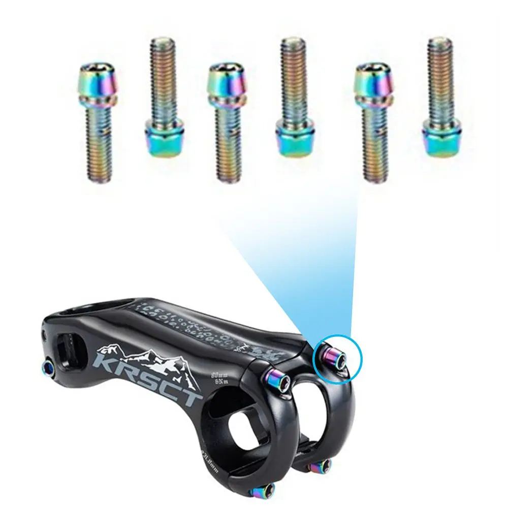 Krsec 6 Pieces M5/m6 Titanium Plated Mountain Road Bike Screw Aluminum ...
