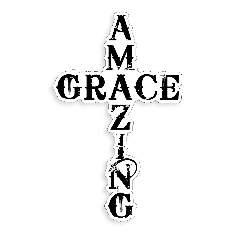 Amazing Grace Cross คริสเตียนสคริปต์สติกเกอร์รถแล็ปท็อปหน้าต่าง ...
