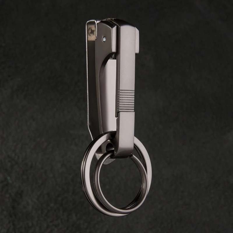 High-End Metal Men Waist Hanging Double Ring Keychain Can Be ...
