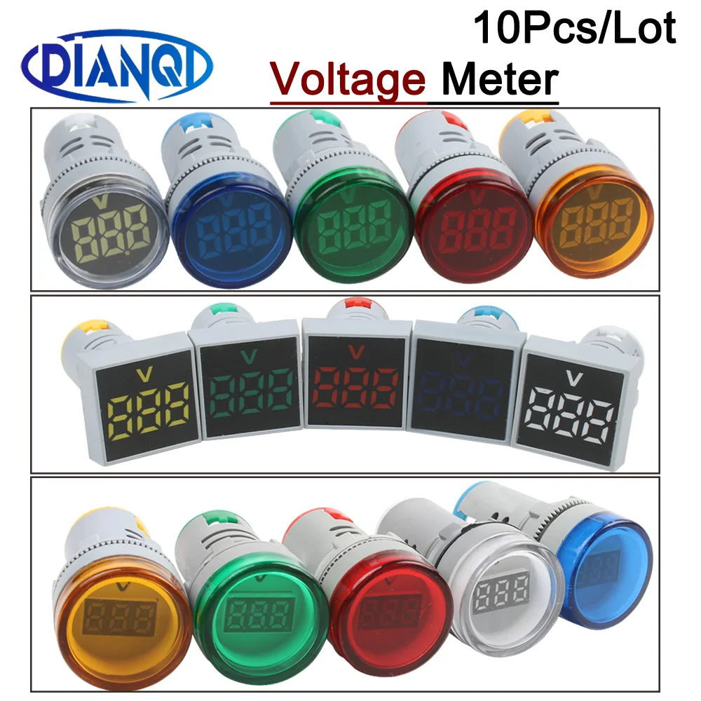 10pcs 22mm Mini Digital Display Voltmeter Voltage Tester Meter Power ...