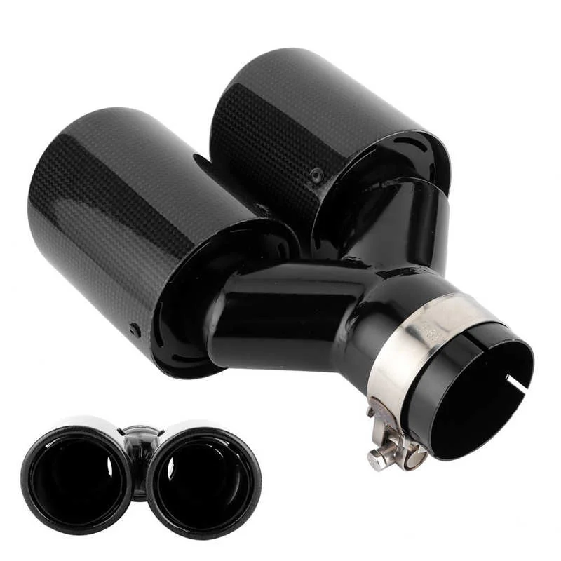Carbon Fiber Dual Exhaust Tail Dual Pipe Glossy Y Shape Tail Pipe with ...