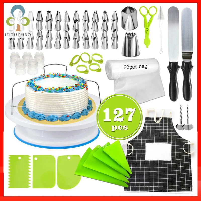 1set Cake Decorating Tools Kit Turntable Pastry Nozzles Cream ...