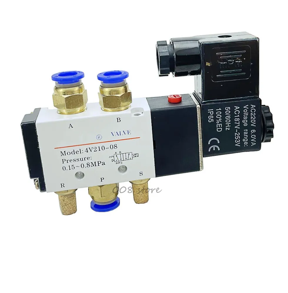 Valves BestTong Pneumatic Air Control Solenoid Valve 4V210-08 DC 12V 5 Way 2 Position PT1/4 ...