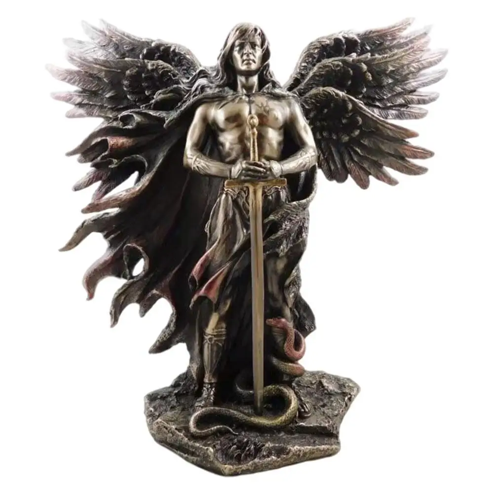 Bronzed Seraphim Six-winged Guardian Angel With Sword And Serpent Big ...