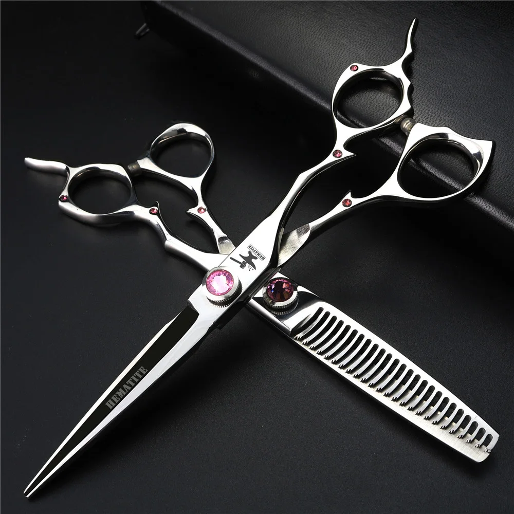 Tesoura japonesa 440c de 6 polegadas, para barbeiro e cabeleireiro ...