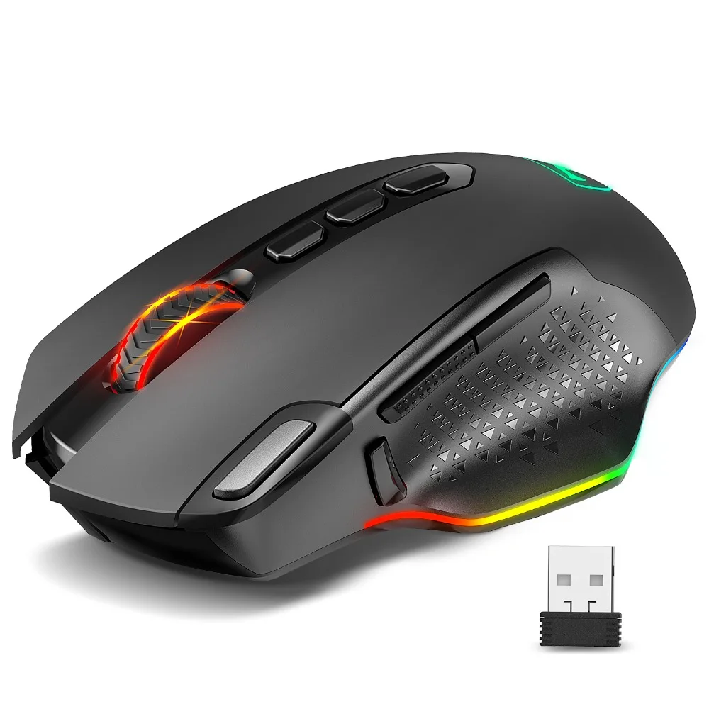 Pictek Wireless Mouse Rechargeable Ergonomic Gaming Mouse With 10 ...