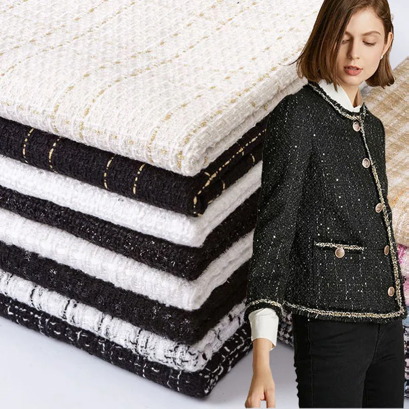 Mode Woolen Tweed Stoff Dame Stil Fiber Plaid Woven Tweed Stoff Für ...