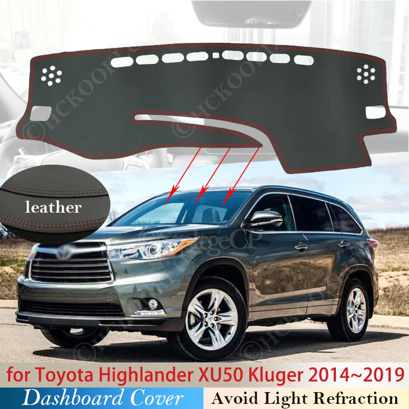 PU Leather for Toyota Highlander XU50 Kluger 2014 ~ 2019 Anti Slip Mat ...