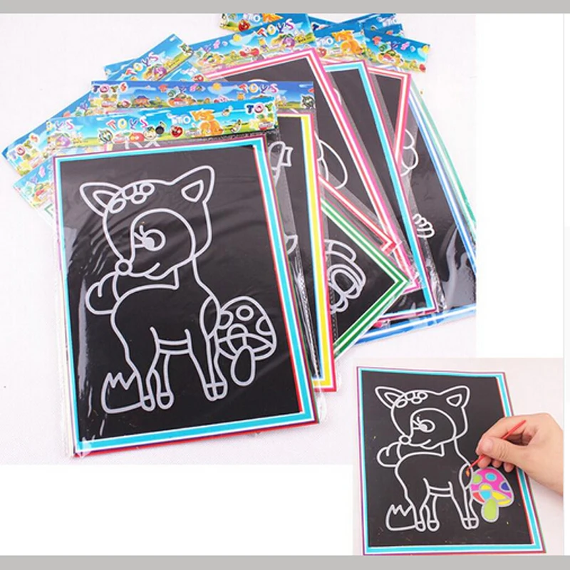 20pcs 13*9cm Two-in-one Magic Color Scratch Art Paper Coloring Cards ...