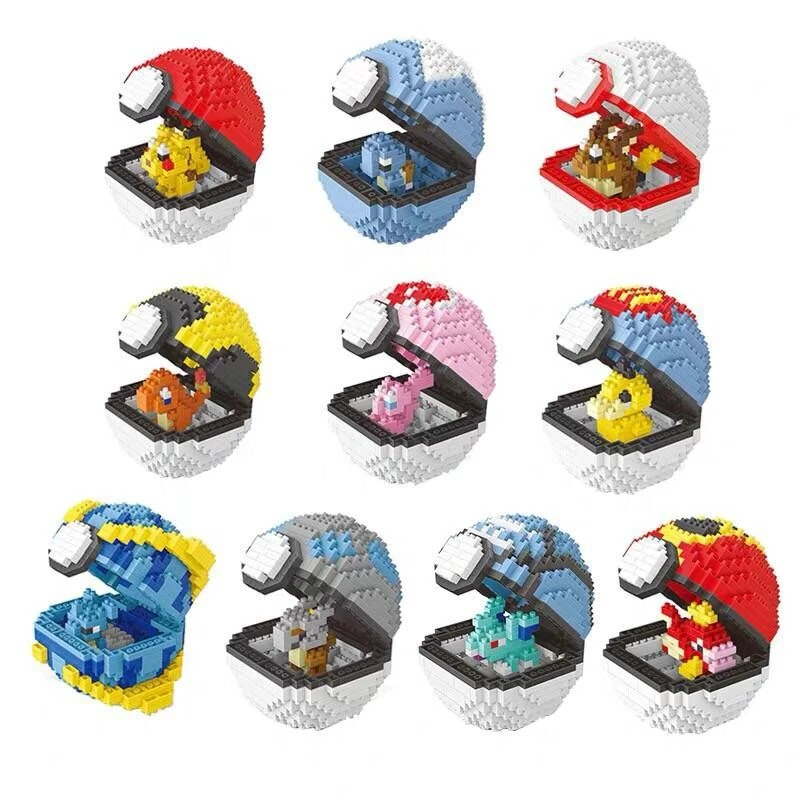 Poke Ball Micro Building Blocks Pikachu Eevee Charmander Psyduck ...