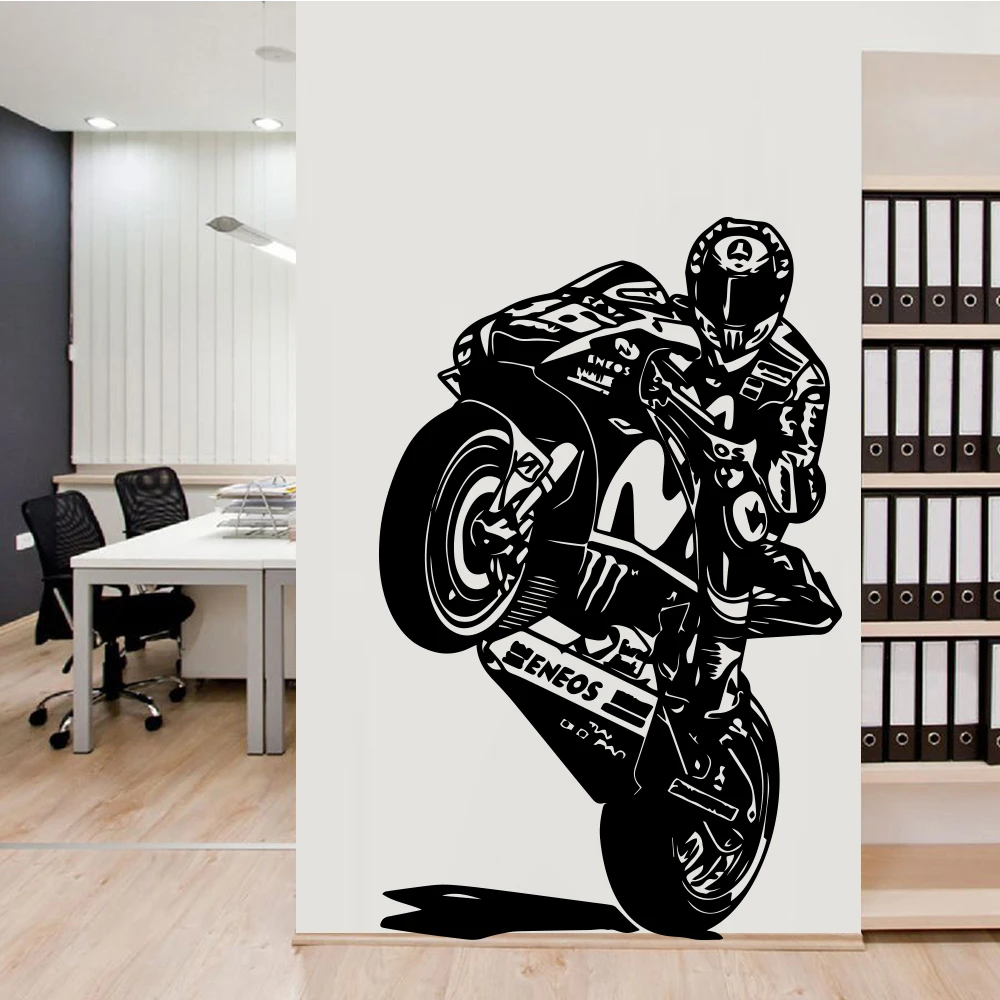 Helmet Motor Racing Driver Motorcycle Wall Stickers Available In ...