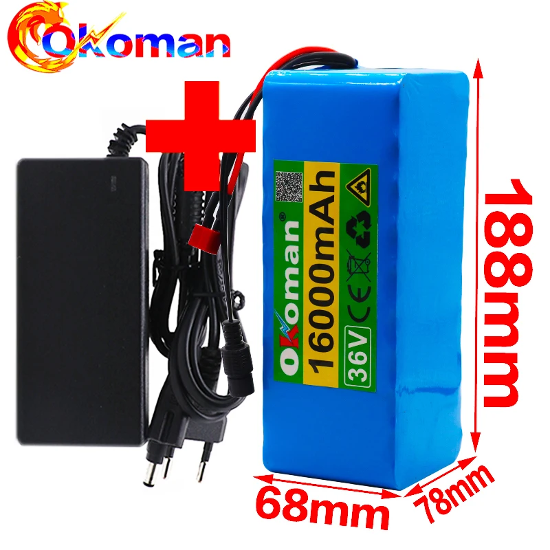 36V 16AH Electric Bike Battery Built in 20A BMS Lithium Battery Pack 36 ...