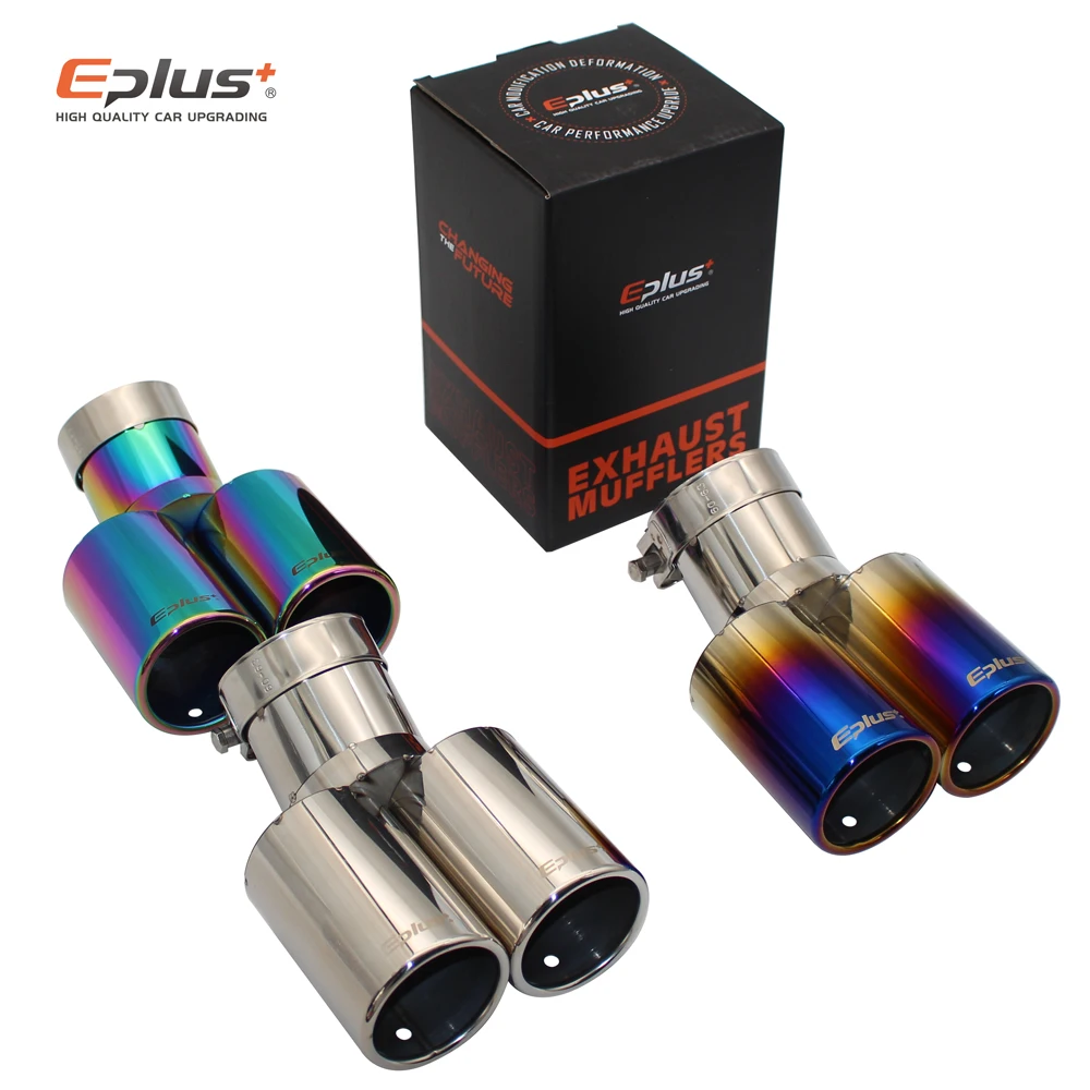 Eplus Car Styling Mufflers Exhaust Tail Throat Pipe Tip Flat Universal ...