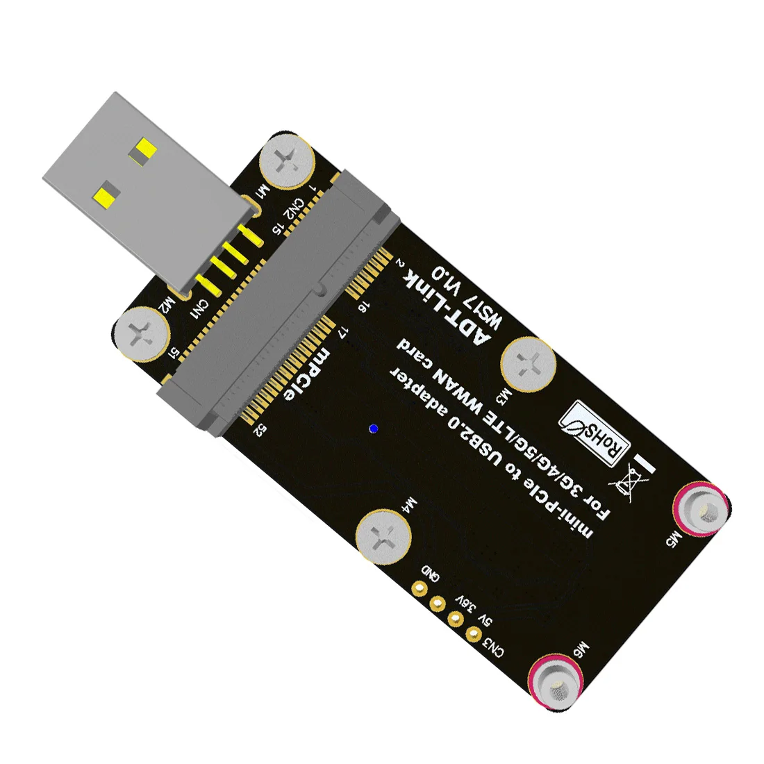 Mini PCIe To USB2.0 라이저 카드 어댑터, 3G/4G/5G/LTE WWAN 카드 WS 시리즈 w/ SIM 듀얼 ...