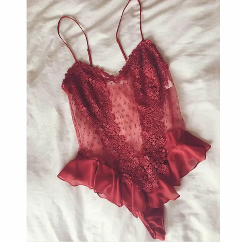 Body de renda transparente sem costas, macacão feminino sexy em v ...