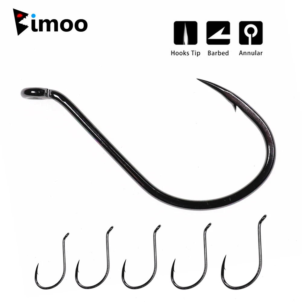 Bimoo-20pcs-Offset-Octopus-Beak-Hook-High-Carbon-Steel-Black-Nickel-Sea ...