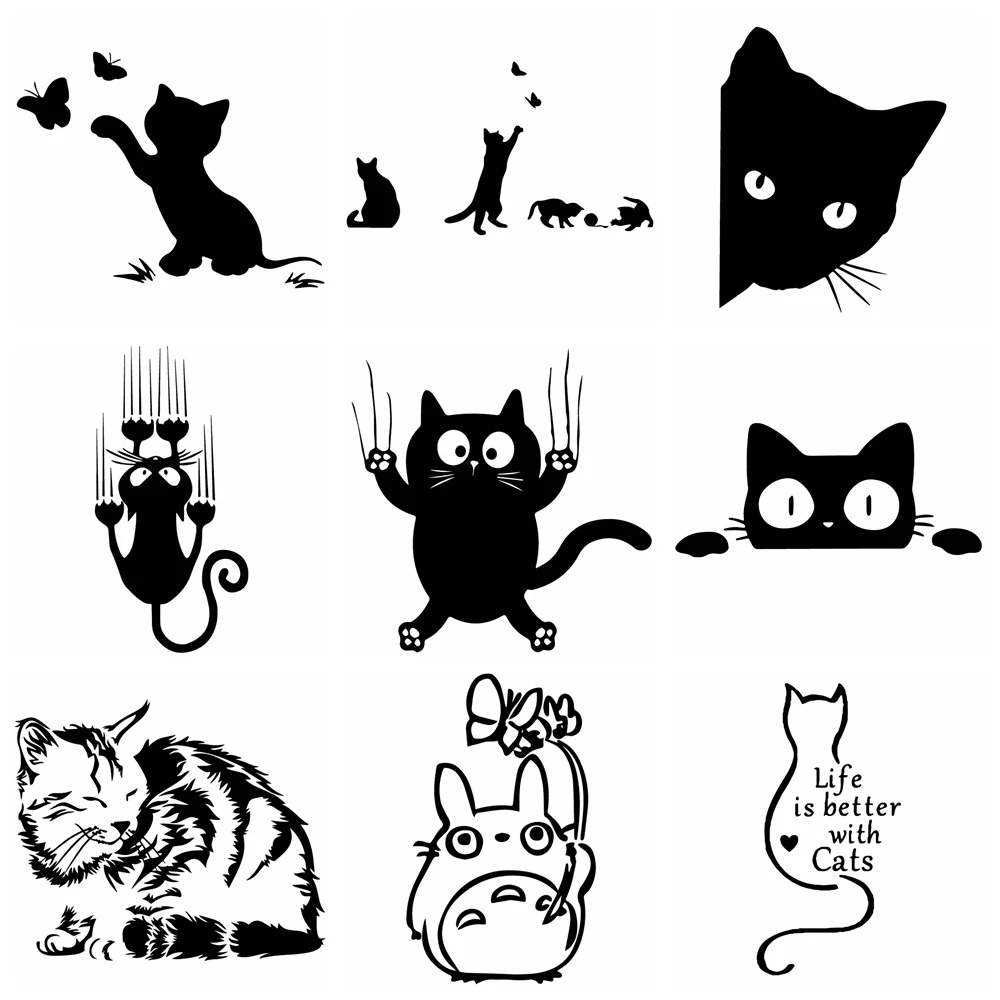 Cute Cat Car Stickers Wrap Vinyl Cars Window Body Decoration To Cover ...