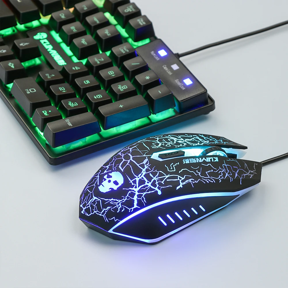 2020 New Gaming Keyboard Mouse Set T6 Rainbow Backlight Usb Ergonomic ...