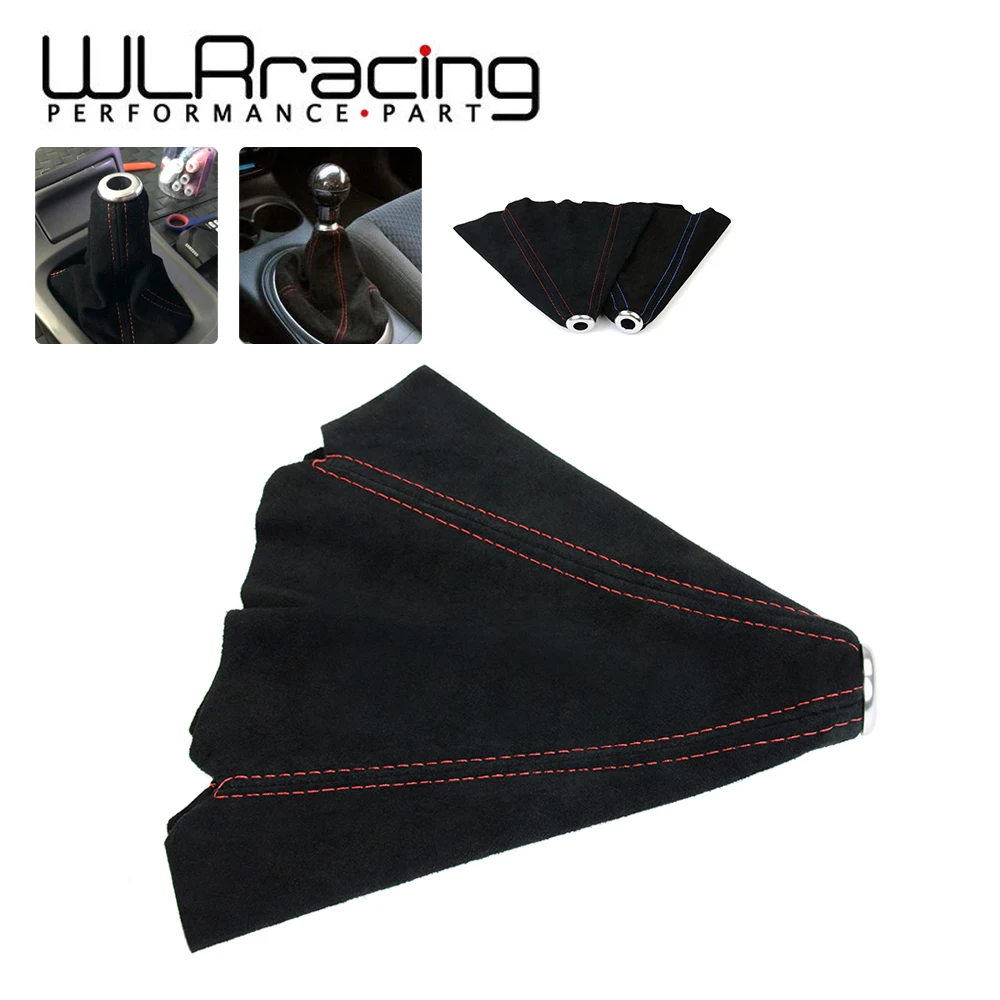 WLR-RACING-Suede-leather-Red-Blue-JDM-Stitch-Shift-Knob-Shifter-Boot ...